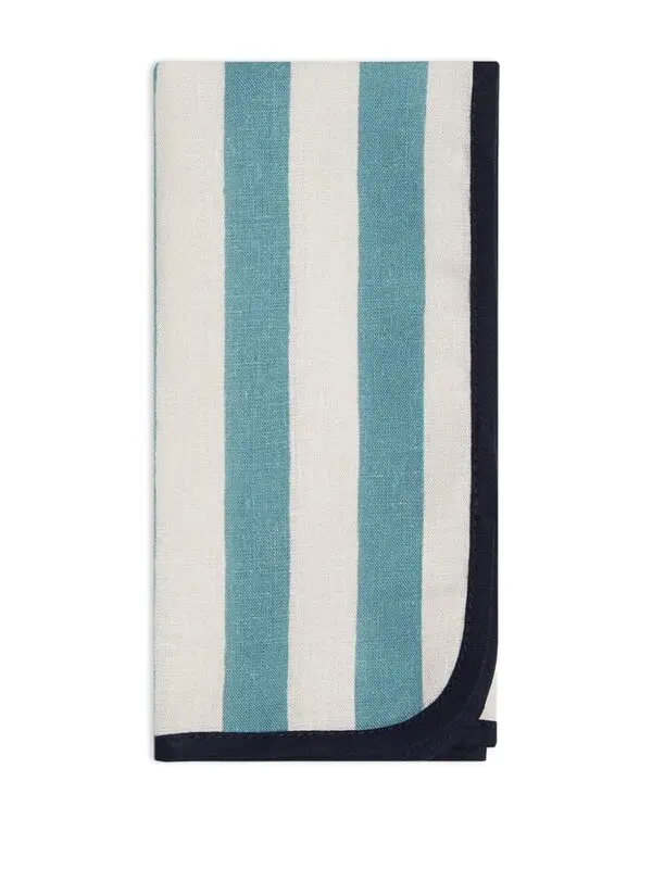 La DoubleJ Stripe Linen Napkins - Blue