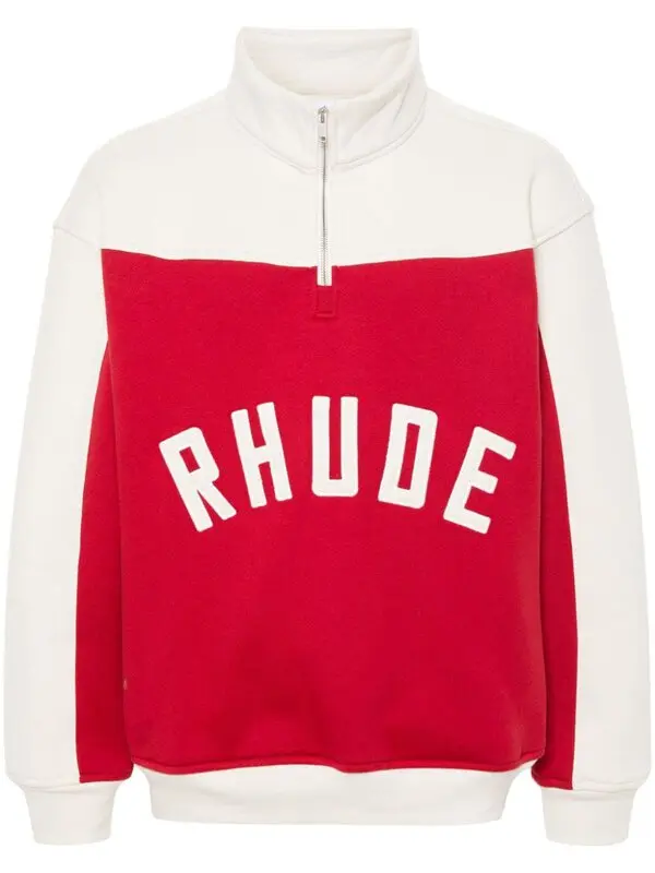 Rhude Contrast Varsity Cotton Sweatshirt - Red