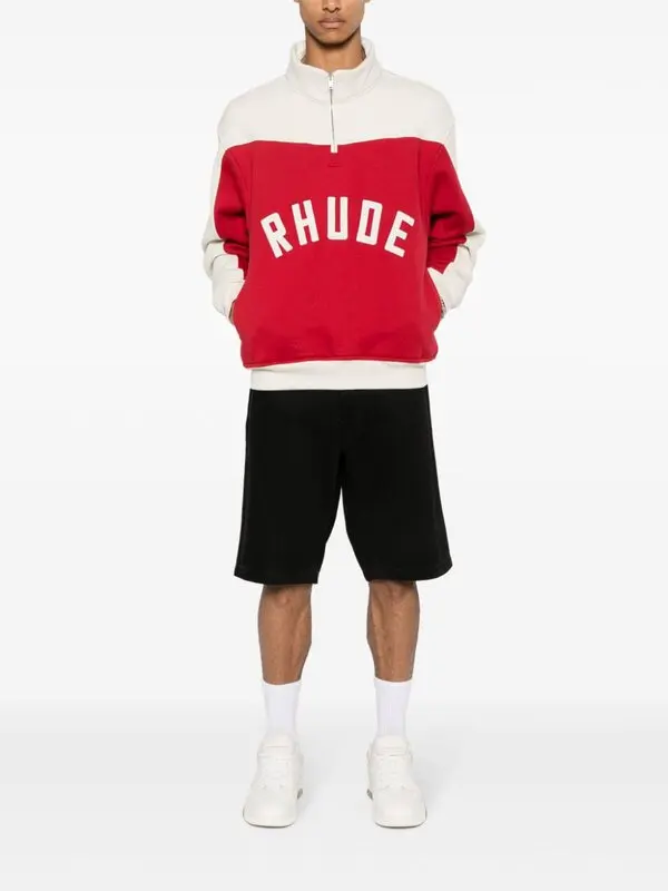 Rhude Contrast Varsity Cotton Sweatshirt - Red