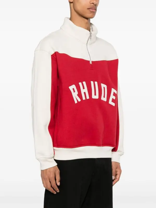 Rhude Contrast Varsity Cotton Sweatshirt - Red