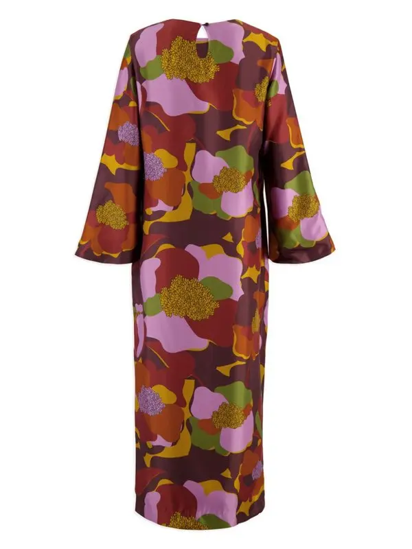 PAULA Shirley Graphic-print Silk-twill Dress - Brown