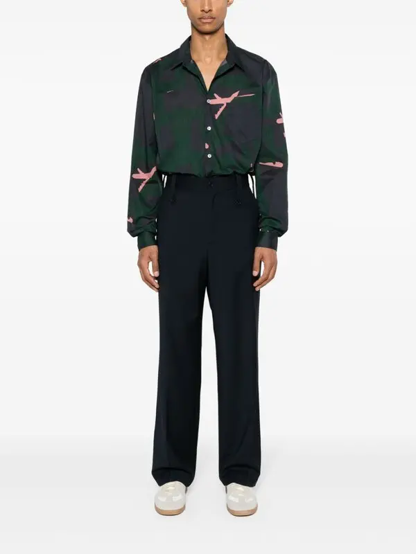PAURA Kyros Wool Tailored Trousers - Blue