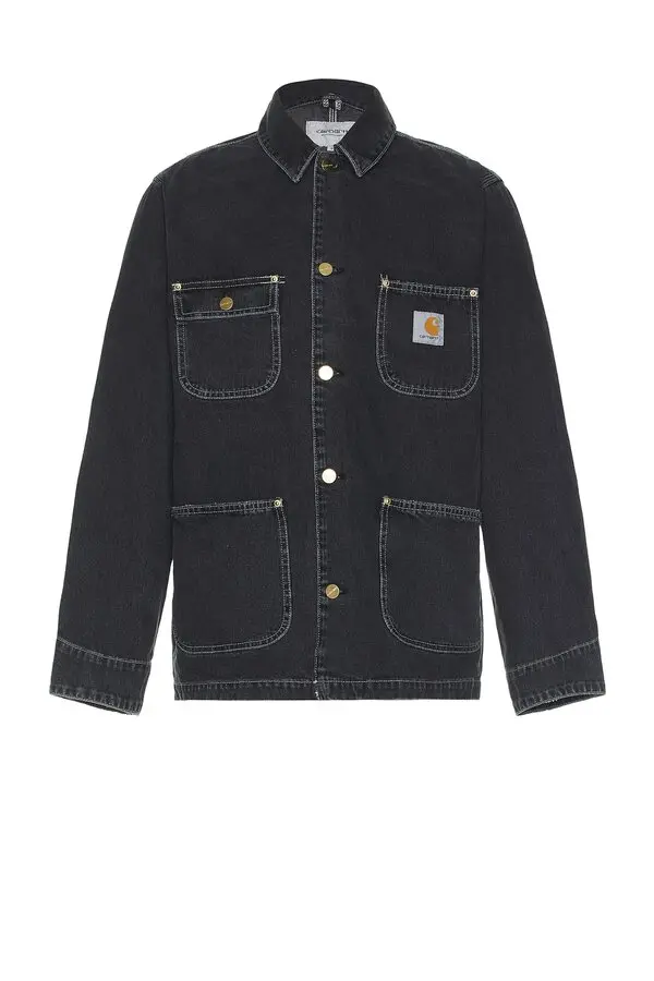 Carhartt Work In Progress Og Chore Coat - Black Heavy Stone Wash