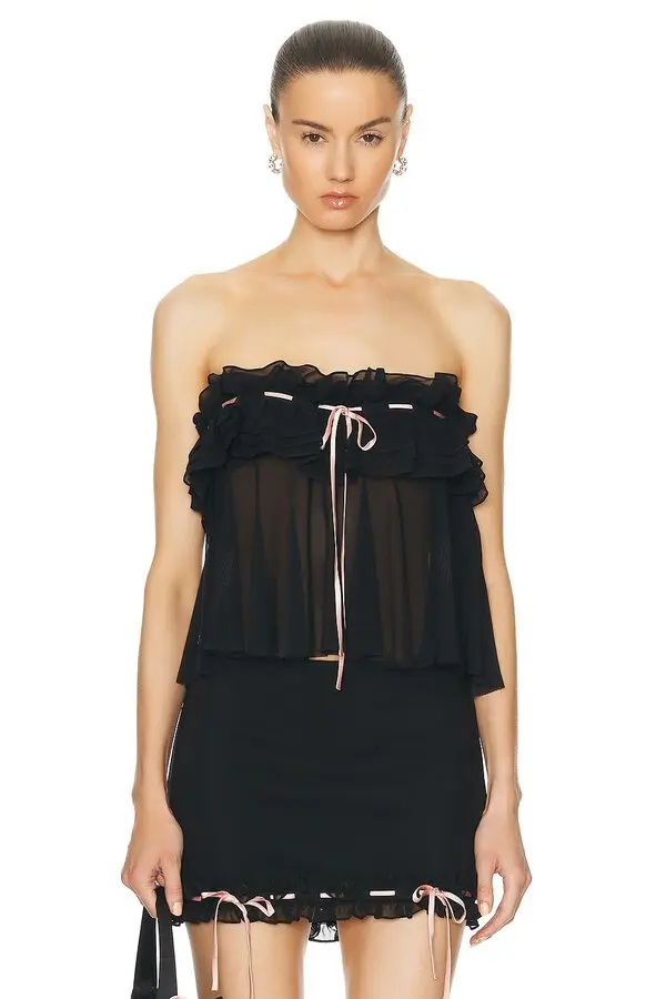 MIRROR PALAIS Dolly Strapless Top In Black