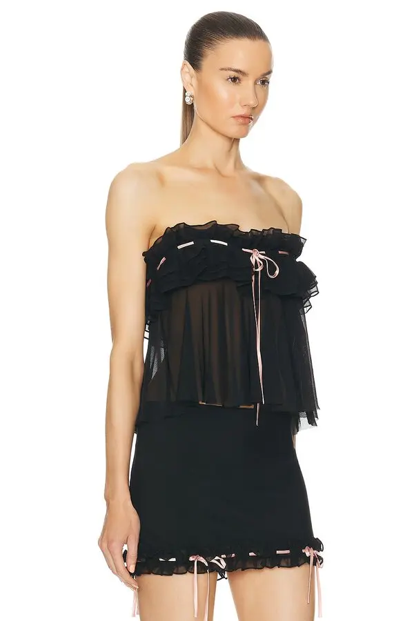 MIRROR PALAIS Dolly Strapless Top In Black