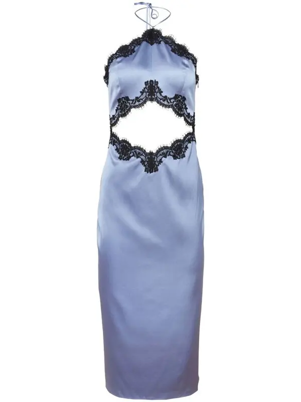 FLEUR DU MAL Halterneck Lace Slip Dress