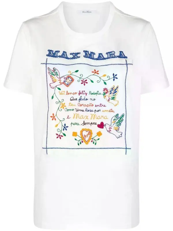 Max Mara Embroidered-slogan T-shirt - White