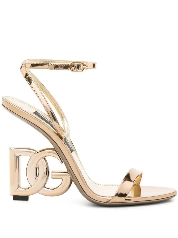 Dolce Gabbana Dg Cross Leather Sandals In Gold Editorialist