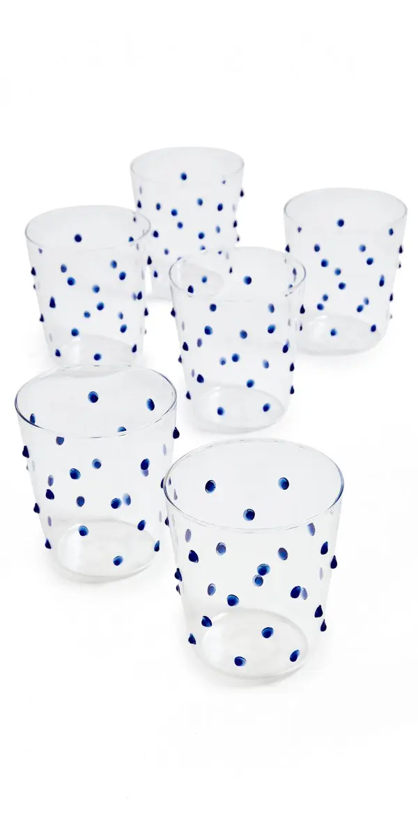 ZAFFERANO Party Tumbler Set Of 6 - Blue Dots