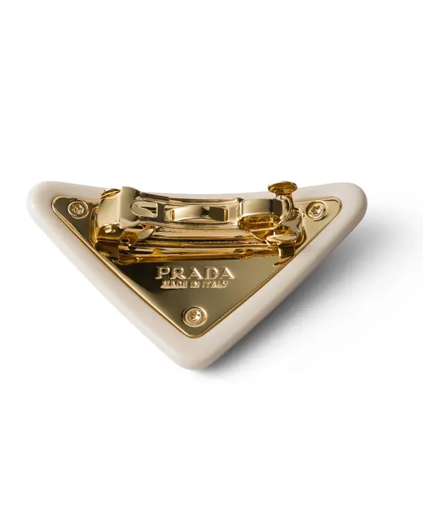 Prada Triangle Logo Hair Clip - Neutral