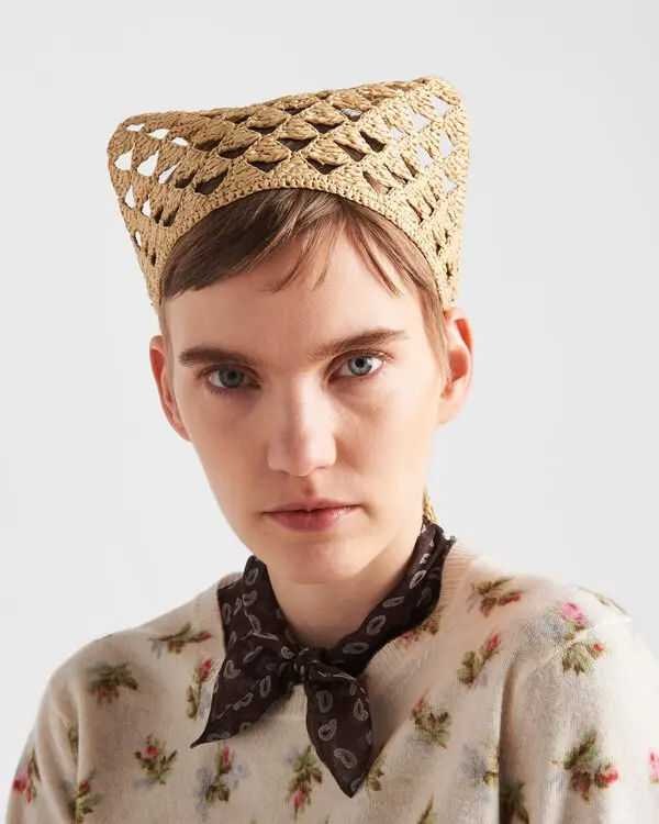 Prada Crochet Bandana - Tan/Black | Editorialist