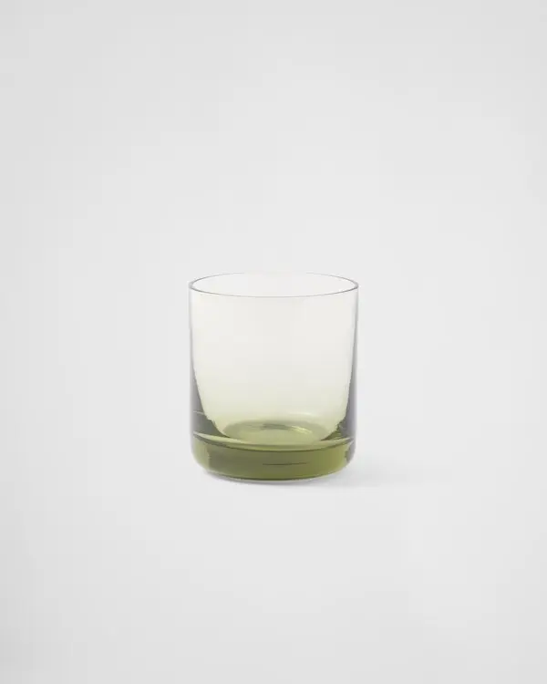 Prada Set Of Two Crystal Tumbler Glasses Plinth - Moss