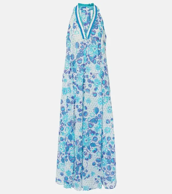 Poupette St Barth Cotton Midi Dress - Blue