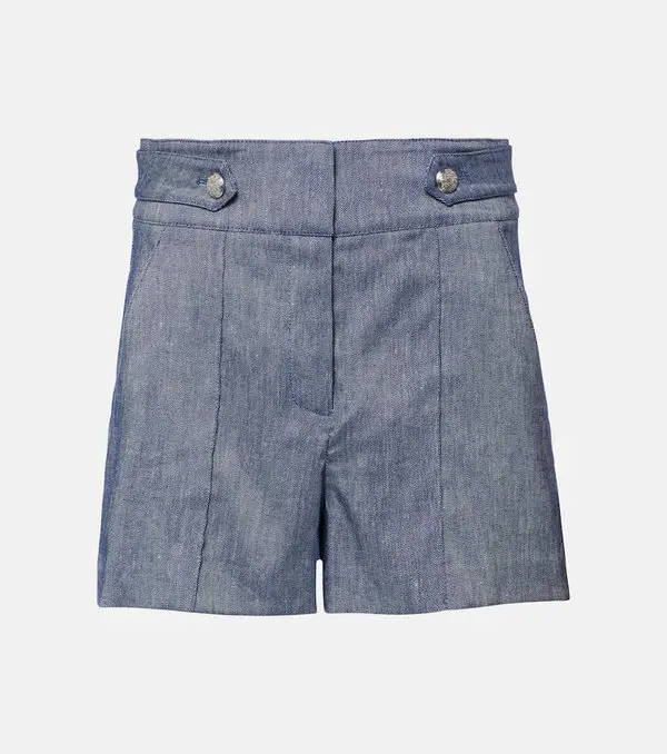 Veronica Beard Runo High-rise Linen-blend Shorts - Blue