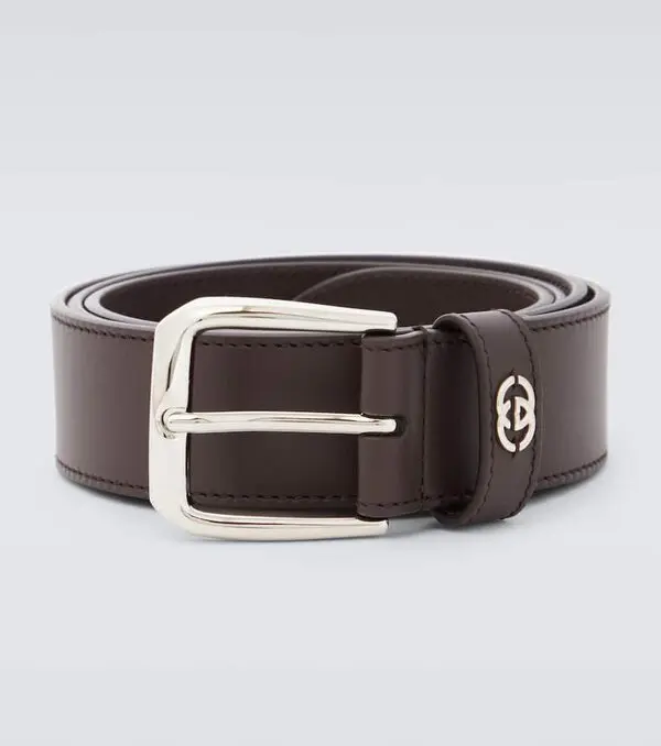 Gucci Interlocking G Leather Belt - Brown