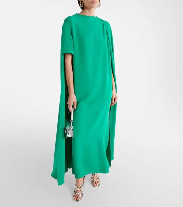 Valentino Garavani Cady Couture Caped Midi Dress