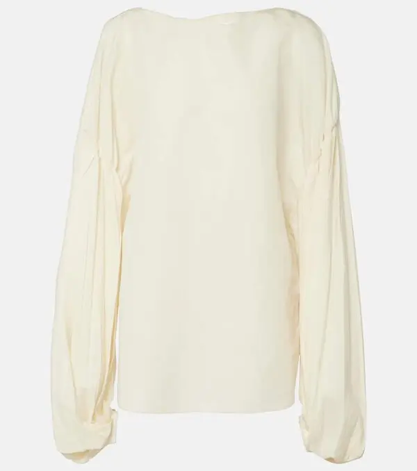 Khaite Quico Silk And Cotton Organza Top - Beige