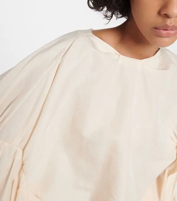 Khaite Quico Silk And Cotton Organza Top - Beige