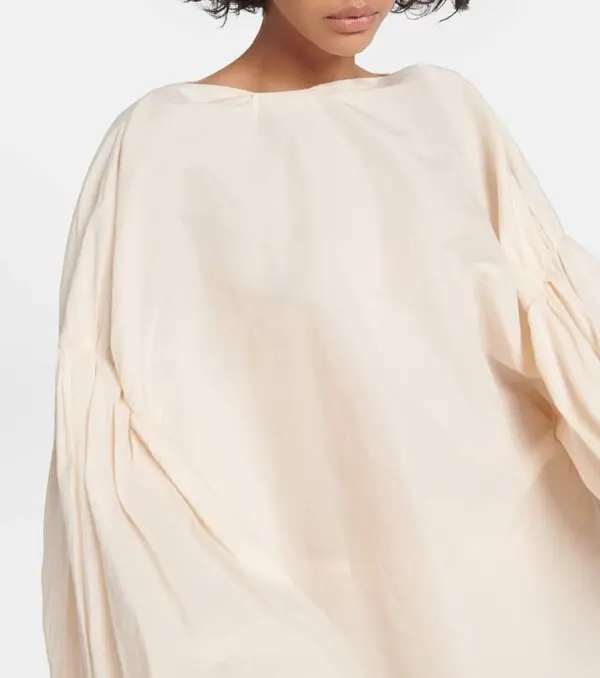 Khaite Quico Silk And Cotton Organza Top - Beige