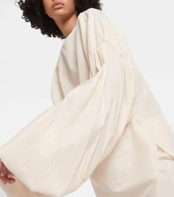 Khaite Quico Silk And Cotton Organza Top - Beige