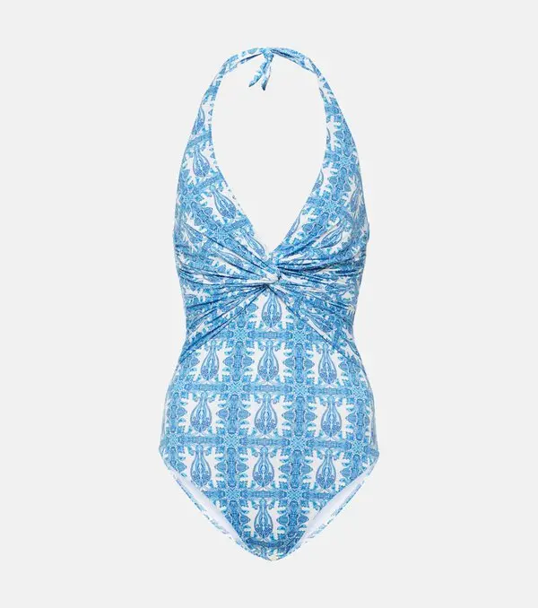 Melissa Odabash Zanzibar Printed Halterneck One Piece Swimsuit - Blue