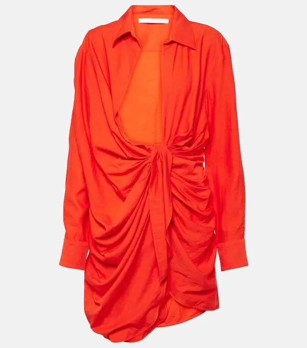 Jacquemus La Robe Bahia Draped Shirt Dress - Orange