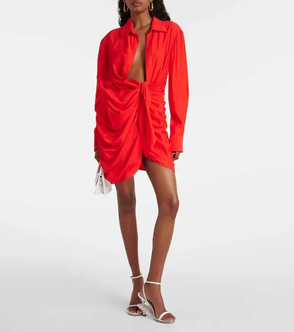 Jacquemus La Robe Bahia Draped Shirt Dress - Orange