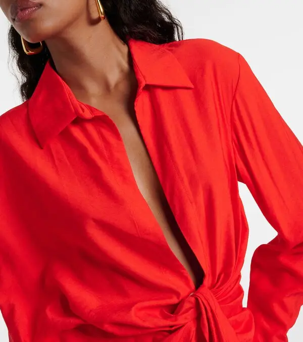Jacquemus La Robe Bahia Draped Shirt Dress - Orange