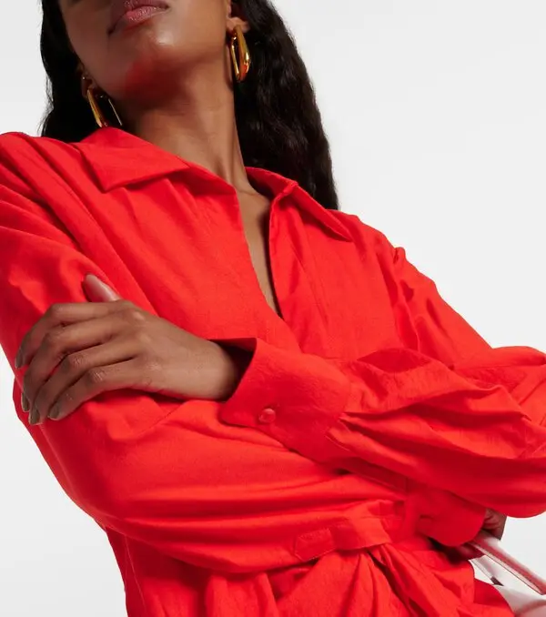 Jacquemus La Robe Bahia Draped Shirt Dress - Orange