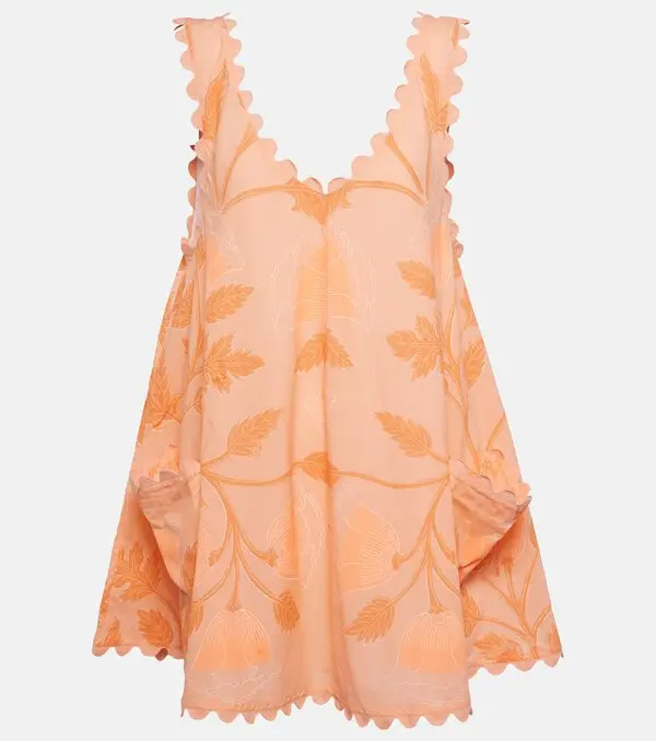 JULIET DUNN Scalloped Floral Minidress - Orange