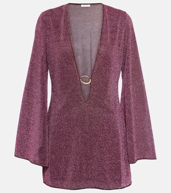 Oseree Lumière O Chain Lamé Beach Dress