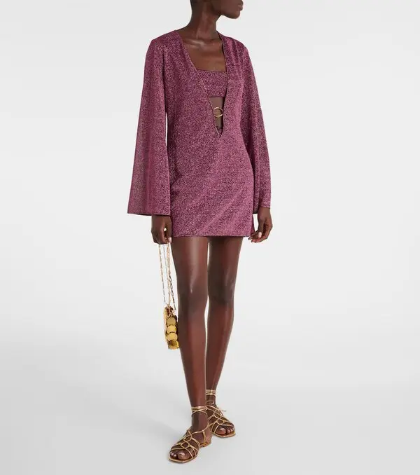 Oseree Lumière O Chain Lamé Beach Dress