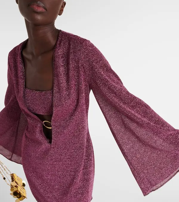 Oseree Lumière O Chain Lamé Beach Dress