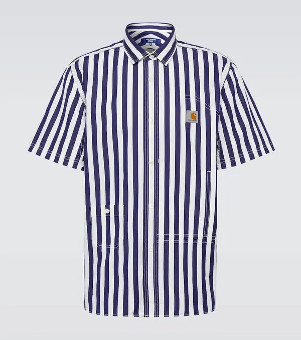 Junya Watanabe X Carhartt Striped Cotton Bowling Shirt - White