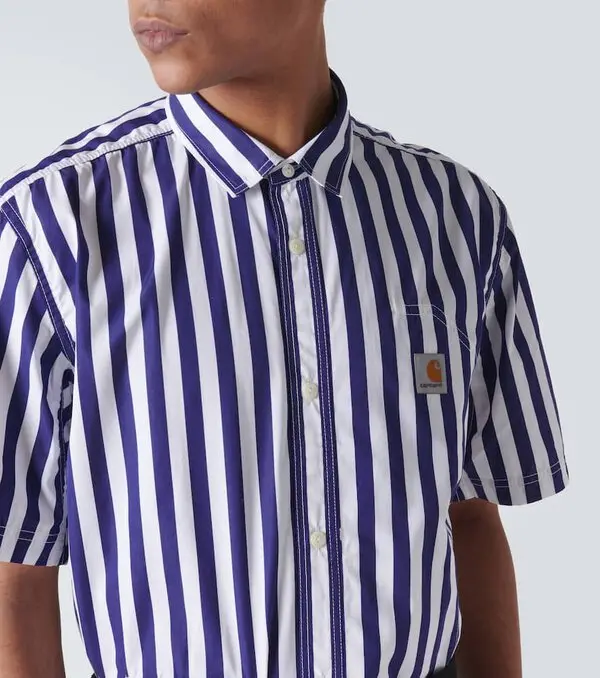 Junya Watanabe X Carhartt Striped Cotton Bowling Shirt - White