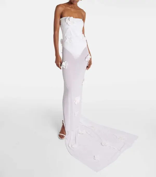 jacquemus embroidered silk-blend mousseline maxi dress La Robe Maille Sculta Dress