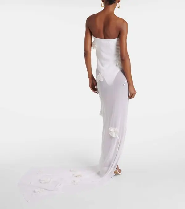Jacquemus Embroidered Silk-Blend Mousseline Maxi Dress In White - 20% Off |  Editorialist