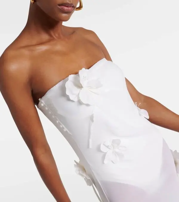 jacquemus embroidered silk-blend mousseline maxi dress Jacquemus Embroidered Silk-Blend Mousseline Maxi Dress In White - 20% Off