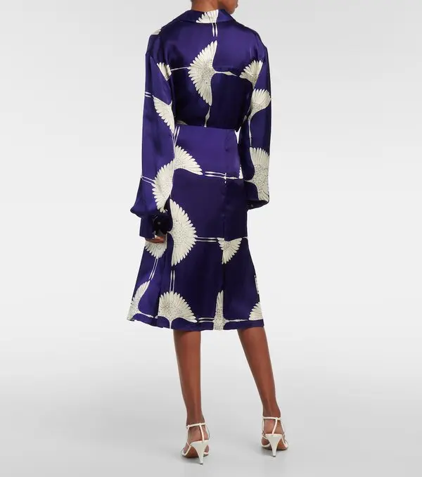 Khaite Levy Printed Twill Midi Skirt