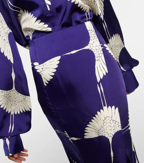 Khaite Levy Printed Twill Midi Skirt