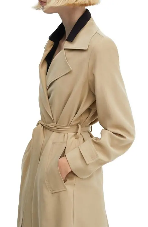 Mango Water Repellent Flowy Lapel Trench Coat - Beige