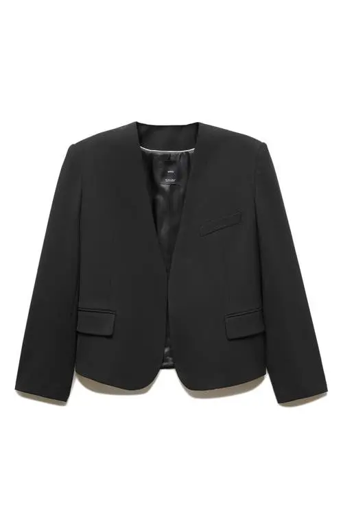 Mango Padded Shoulder Collarless Jacket