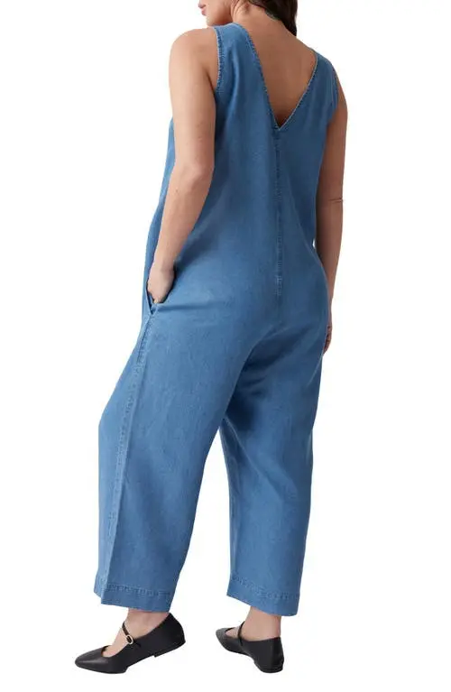INGRID & ISABEL® Zip Chambray Maternity Jumpsuit