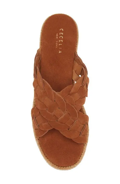 CECELIA NEW YORK Gester Platform Slide Sandal - Oak