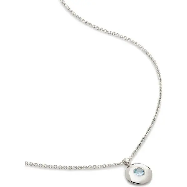 Monica Vinader March Birthstone Aquamarine Pendant Necklace - Silver