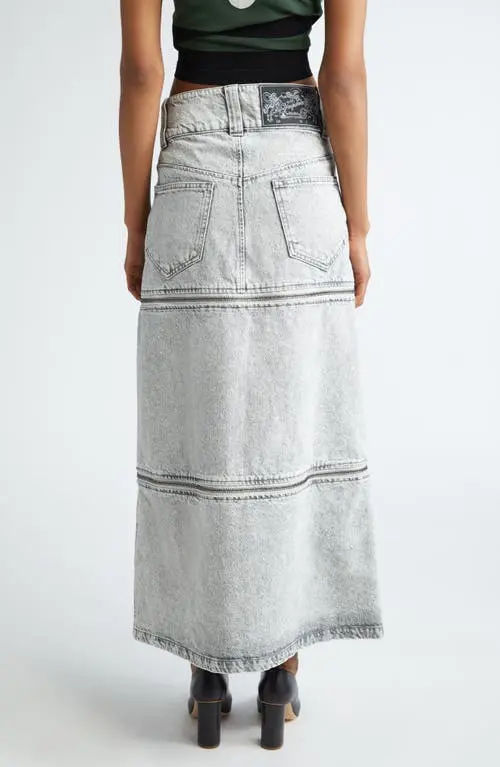 Vaquera Zip-off Tiered Denim Maxi Skirt