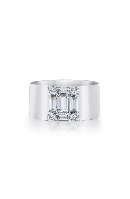 MINDI MOND Clarity Diamond Cigar Band Ring - 18k White Gold