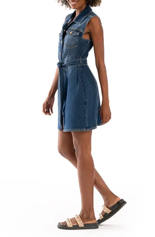 Kut From The Kloth Della Tie Waist Sleeveless Denim Dress - Dark Wash |  Editorialist