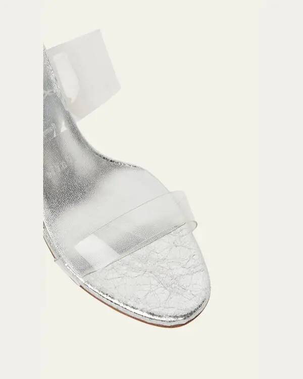 CHRISTIAN LOUBOUTIN Just Nothing Clear Red Sole Slide Sandals - Silver