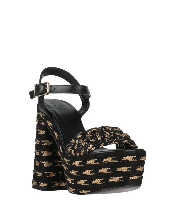 CastaÑer Espadrille Platform Sandals With Buckle Fastening - Black